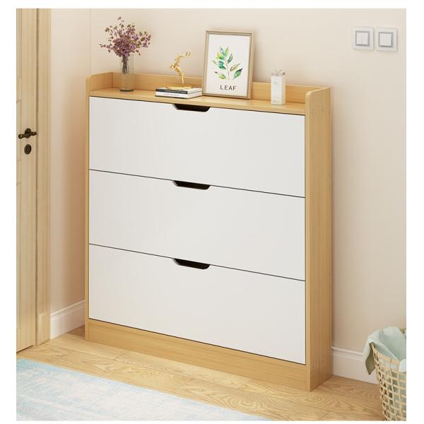 Quality 17cm Width 3 Tier Shoe Rack Cabinet , MDF Modern Shoe Cabinet White for sale