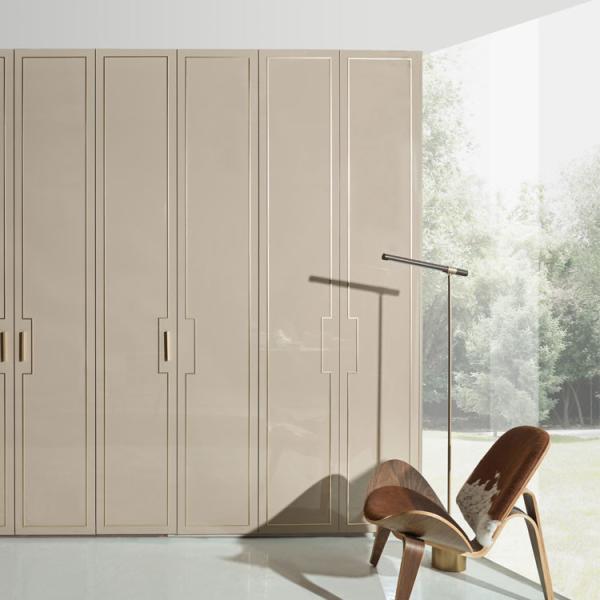 Quality E1 Sliding Door Wardrobes Dark Walnut Walk In Closet Cabinet Design for sale