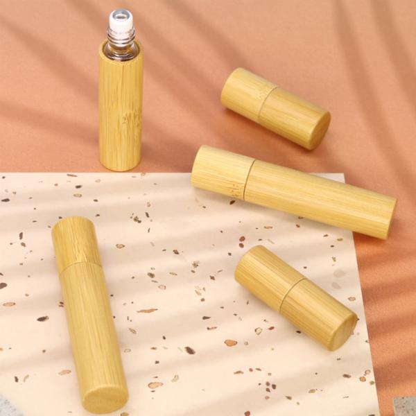 Quality 1ml 3ml 5ml 10ml Bamboo Wood Roller Bead Bottle Cover Essential Oil Perfume for sale