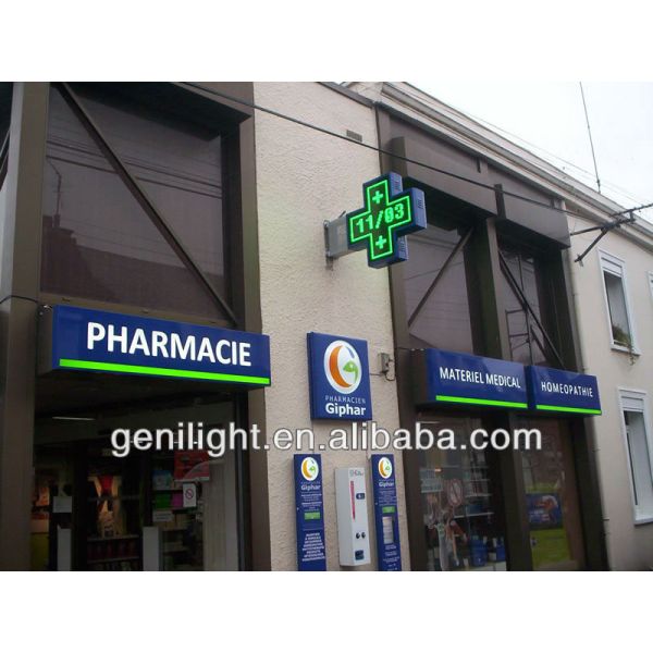 Quality P16 P20 Pixels 3D LED Pharmacy Cross Display Sign with RS232 RF Control for sale