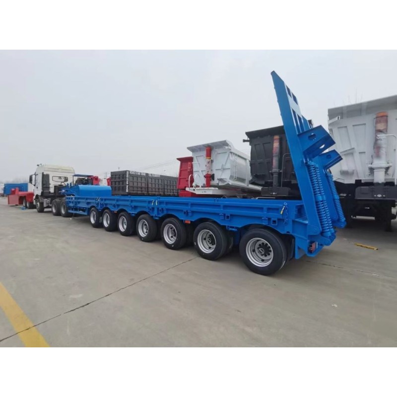 7 Axle Heavy Low Bed/Lowbed Ramp/Drop Deck Flatbed/Skeleton Semi Truck Trailer