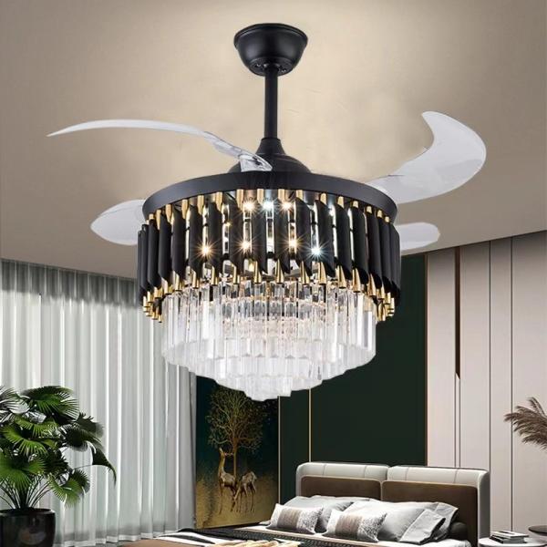 Quality 52 Inch LED 20W Modern Retractable DC Motor Ceiling Fan With Light for sale