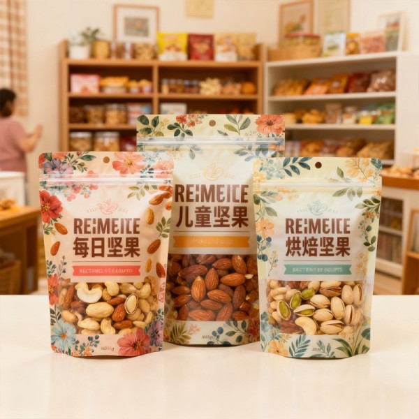 Quality Customized Color Food Grade Aluminum Foil Nut Bag with Zipper Lock Moisture Proof Freshness Crispy Salty Fragrant Plastic Bag for sale