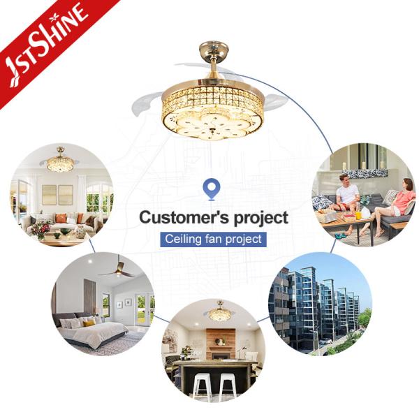 Quality Three Blades 107cm Folding Chandelier Ceiling Fan Retractable Blades for sale
