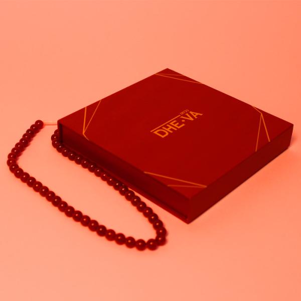 Quality Magnetic Necklace Jewelry Packaging Box Red Gold Foil for sale