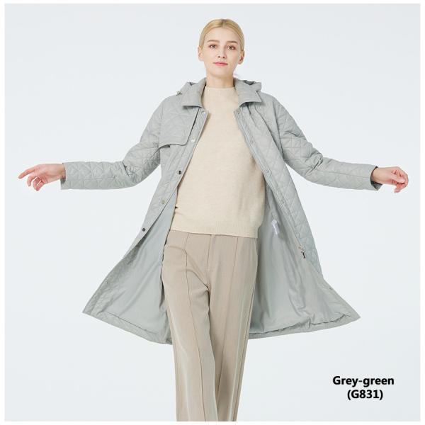 Quality Center Back 98 - 106Cm Green Coat Light Puffer Coat Womens With Belt Lining Soft for sale