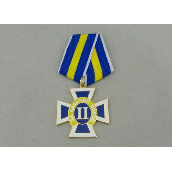 Quality Gold Plating Custom Awards Medals Die Stamp , Ribbons Military Award Medal for sale