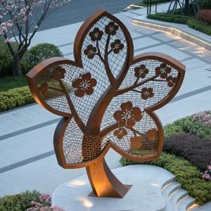 Quality Customized Unique Charm Rust Style Flower Sculpture Suitable For A Hotel Lobby for sale