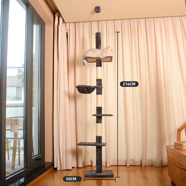 Quality Sustainable Cat Tree Four Tier Floor-to-Ceiling Cat Climbing Tower with Cozy Hammock for sale