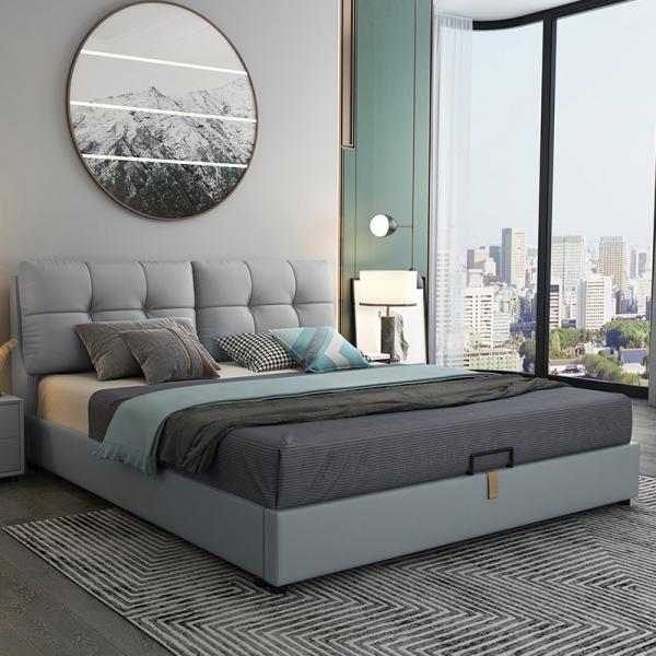 Quality Luxury Leather White Bed Modern Soft Art Hotel Room Bed for sale