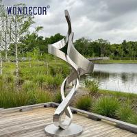 Quality Large forged metal shaped twisted geometric stainless steel sculpture in the park for sale