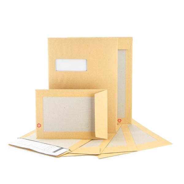 Quality Brown/White Kraft Paper Self-adhesive Board Backed Window Envelopes for for sale