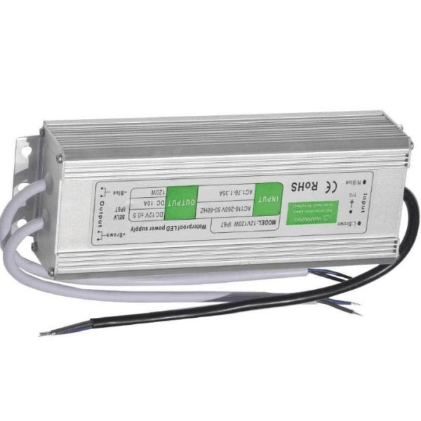 Quality Aluminum Alloy C-Power Input 100-240vac 120W IP65 24VDC Waterproof Power Supply for LED for sale