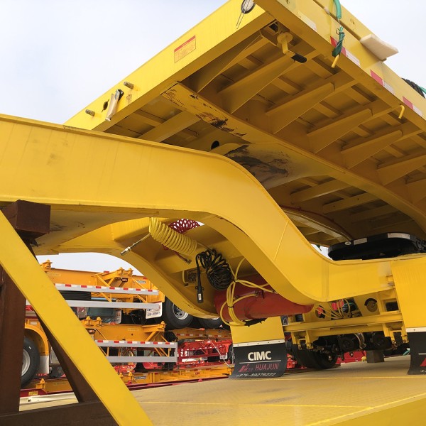 Quality 3 Axles Flatbed Semi Trailer Double Linked for Transporting 200 Tons 40ft for sale