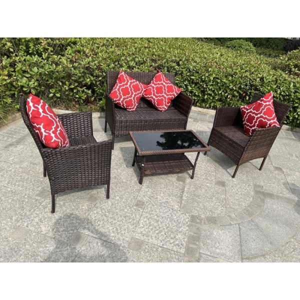 Quality China Factory Wholesale Rattan Sofa Waterproof Design Indoor Outdoor Sofa Table Chair Dining Desk Ottoman Furniture Set for sale