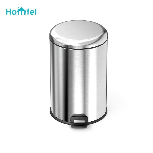 Quality Round Stainless Steel Foot Pedal Trash Can With Quiet Close Lid for sale