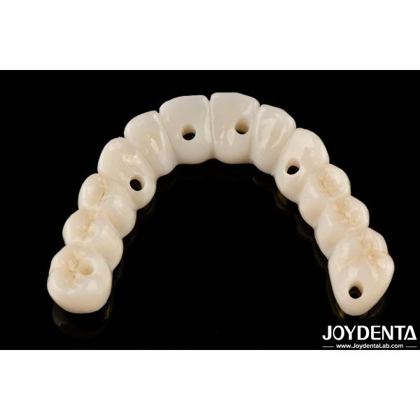Quality Smooth Hybrid Zirconia Implant Bridge Restoring Chewing Function Custom Made for sale