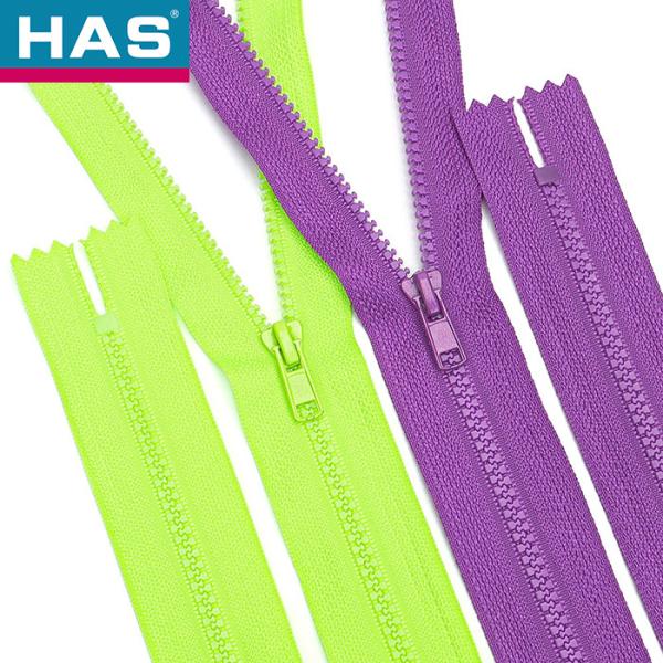 Quality Fluorescent Green Invisible Zipper Closed End / Open End Purple Separating for sale