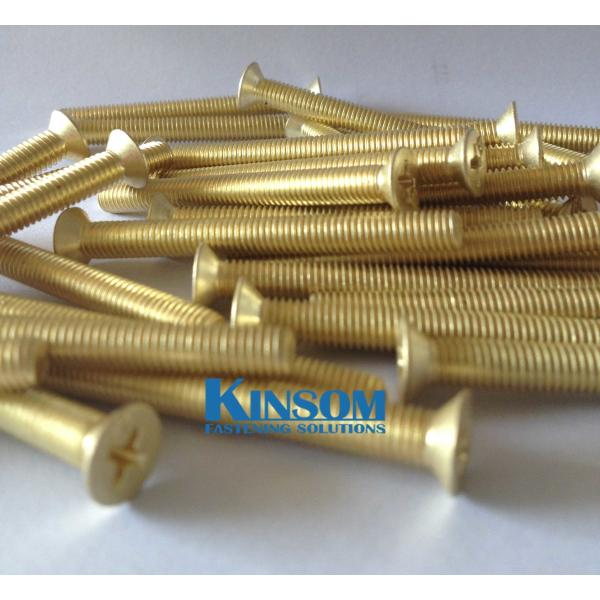 Quality Countersuck CSK flat head screws machine thread copper golden coating special for sale