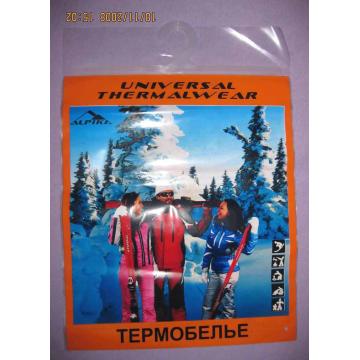 Quality Thermal Underwear Printed Self Adhesive Plastic Bags With Hangers for sale