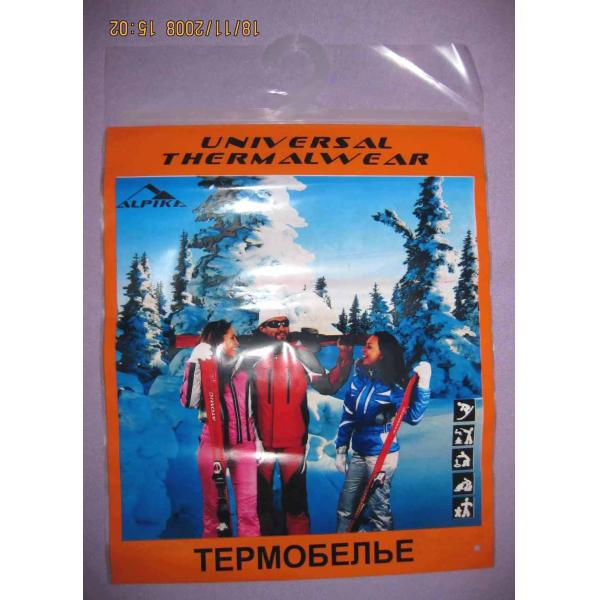Quality Thermal Underwear Printed Self Adhesive Plastic Bags With Hangers for sale