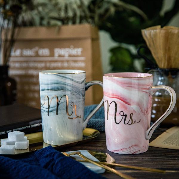 Quality Anniversary Gifts 11oz Couple Ceramic Mug Set 100% Leakproof Lightweight for sale