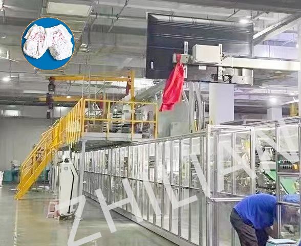 Quality 3pcs Type Pull Up Diaper Machine 650pcs/min Baby Traning Pants Machine for sale