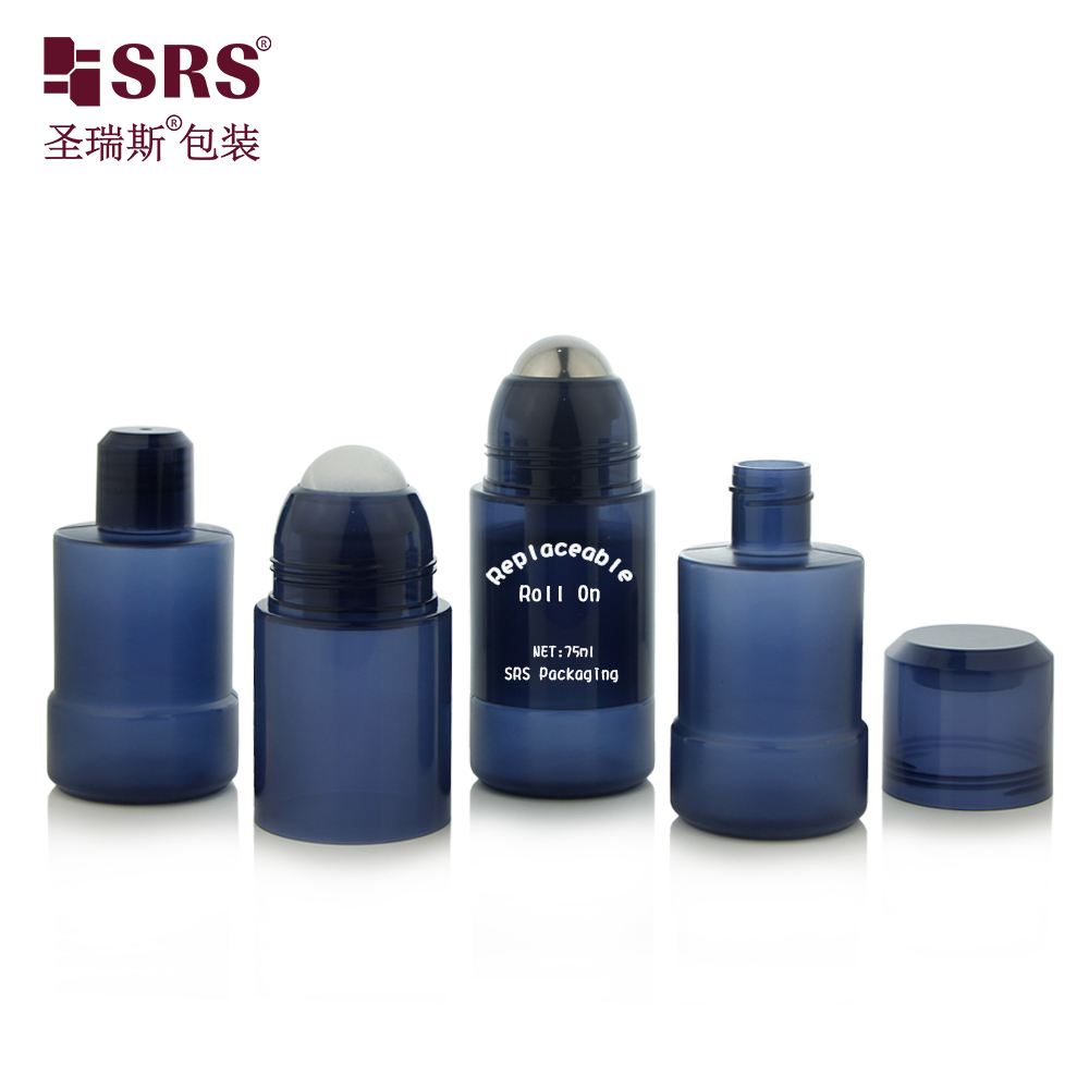Quality RPPE 50ml 75ml Replaceable PP PCR Double Wall Recycled Roller Ball Bottles For Fragrance Gel Lotion for sale