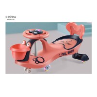 Quality Cartoon 5 Year Olds Kids Swing Cars With Flashing Wheels Front Basket for sale