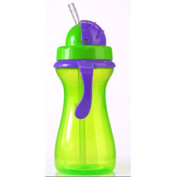 Quality Green Purple 9oz 290ml Baby Weighted Straw Cup With Handle for sale