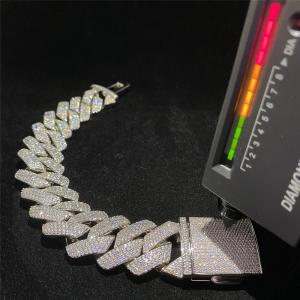 Quality 18mm Vvs Moissanite Hip Hop Cuban Chain Bracelet Claw Setting 925 Sterling for sale
