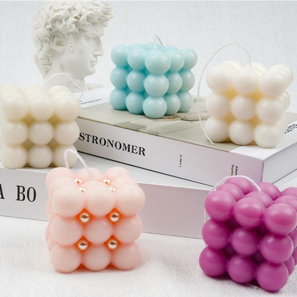 Quality Customized White Soy Rubix Cube Luxury Big Scented Bubble Candles for sale