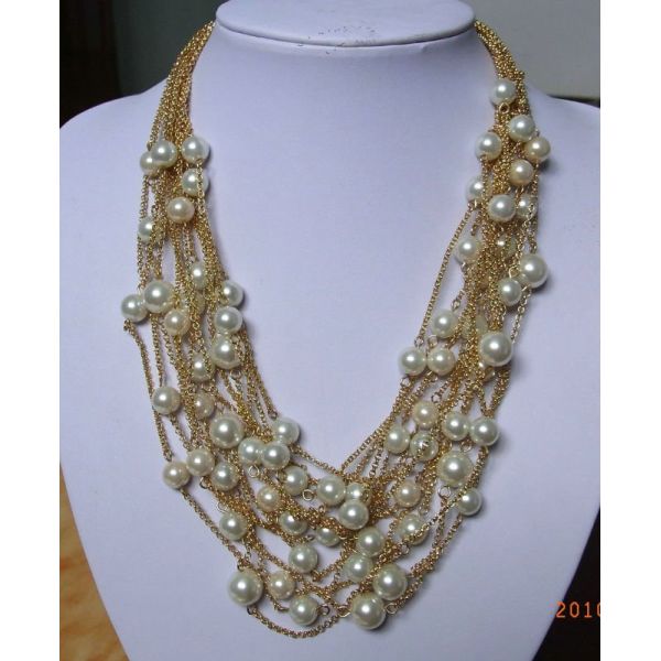 Quality 2025 Rose Gold Plated Fashion Charming Women Party Wedding Pearl Necklace for sale