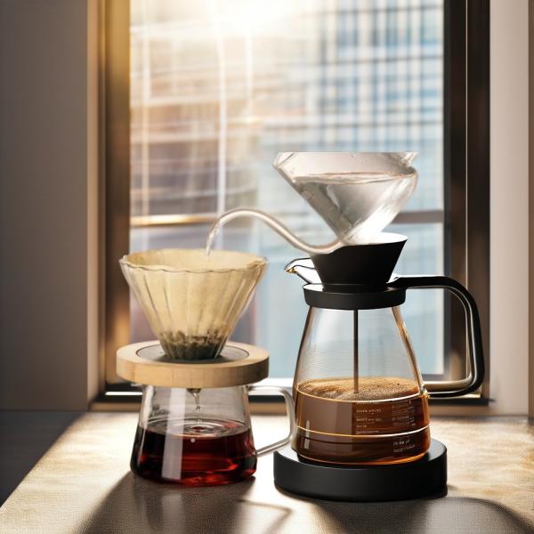 Quality Kitchen Modern Design Borosilicate Glass Coffee Maker Set with Permanent Drip Filter for sale