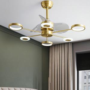 Quality wholesale Low Noise Crystal Ceiling Fan Light , Copper Ceiling Fan With Light for sale