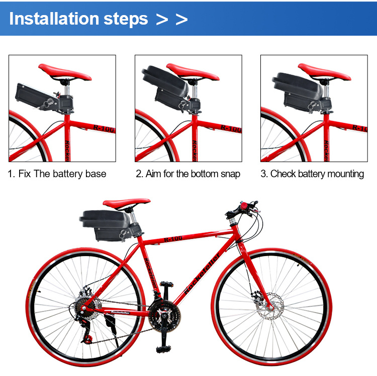 24V 8ah 9ah 10ah 12ah 20ah 18650 Lion 500W 1000W Ebike Electric Bicycle Rechargeable Lithium E--Bike Battery Pack Frog shape Li-ion 24V 10Ah Charger included
