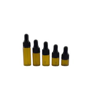 Quality 1ML 2ML 3ML 5ML Mini Glass Dropper Bottles Tinted Essential Oil Cosmetic Sample for sale