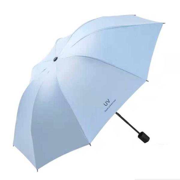Quality 190T Nylon Fabric Three Fold Thick Vinyl Automatic Sunblock Umbrella for Child Safety for sale