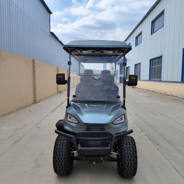 Quality Street Legal Custom Gray Blue Utility Electric Golf Cart 6 Seater Family Lithium Off Road Tires for sale