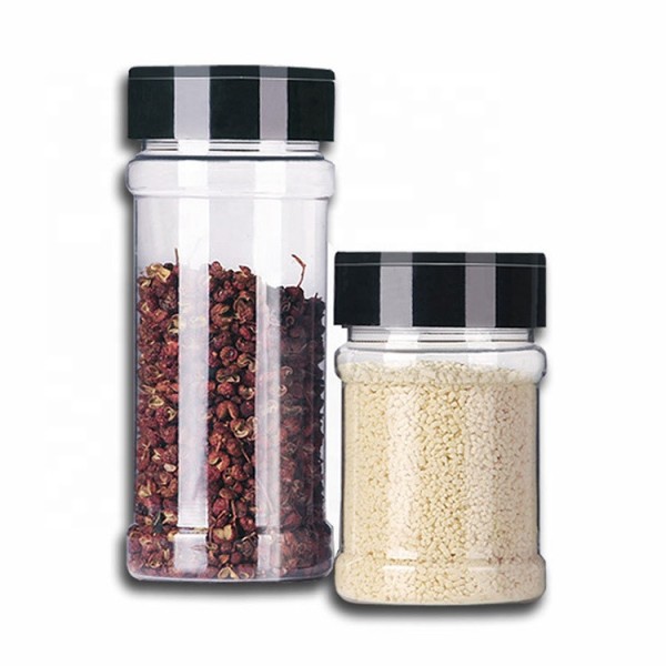 Quality Cylinder 200ml Clear Plastic Jars For Spice Kitchen Organizer for sale