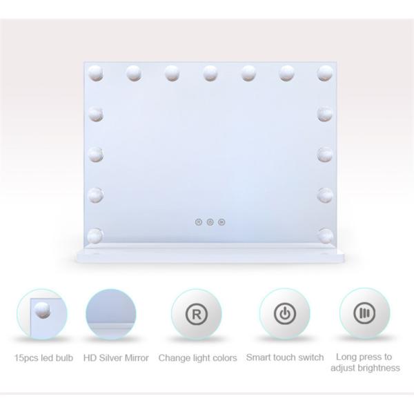 Quality 15 / 18 Bulbs Hollywood Vanity Mirror Customized Dimmable Makeup Mirror 4000K for sale