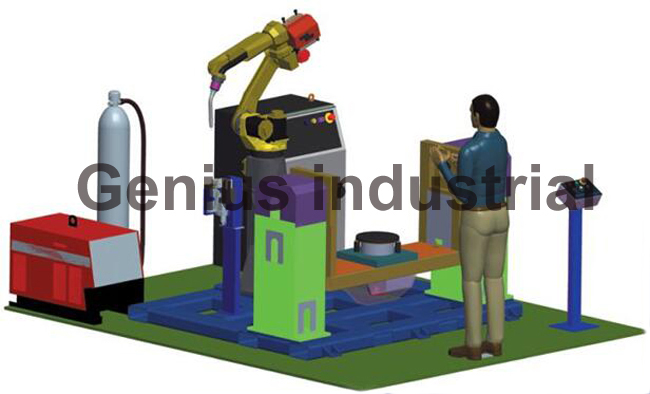 Welding Robot Combination Workstation With Positioner, 6 Axis MIG ...