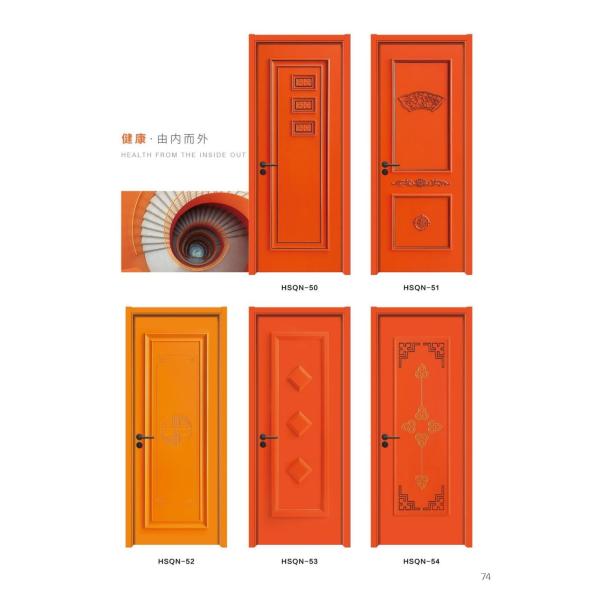 Quality Customized Size 45mm Interior WPC Door Flat Laminate Swing Bedroom Door for sale