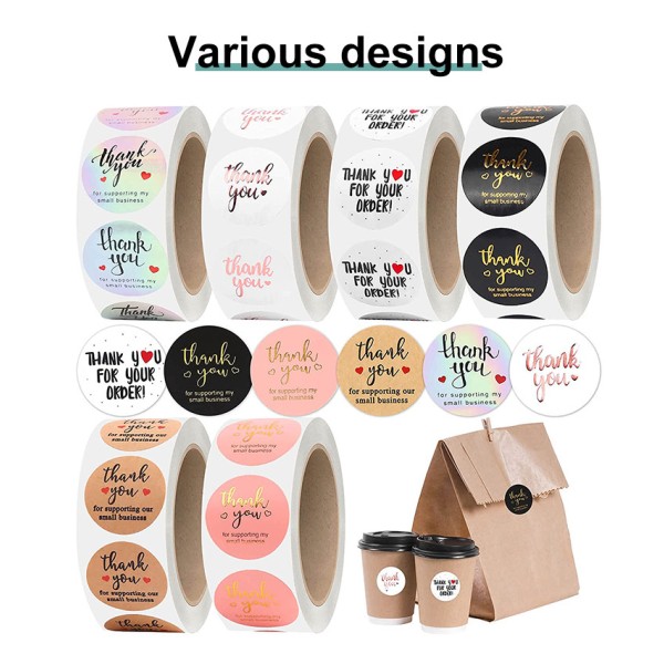 Quality Self Adhesive Custom Shape Waterproof Packaging Thank you Sticker Labels for sale