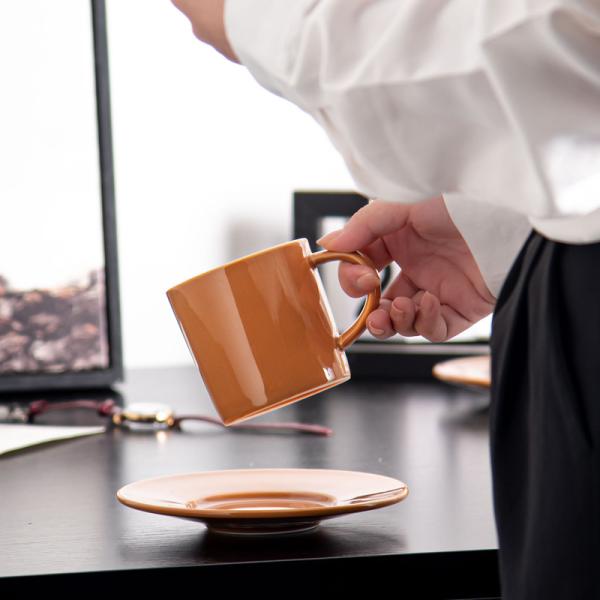 Quality Custom Printed Ceramic Mug Crackle Pattern Glaze Tea Cup And Saucer Set for sale