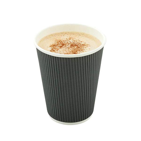 Quality 400ml PLA Sturdy Durable Corrugated Paper 12oz Ripple Cups With Lids for sale