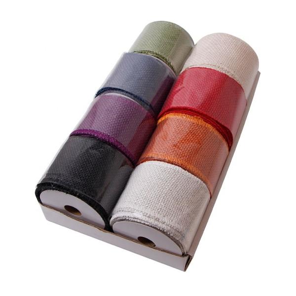 Quality 2.5 Inch Christmas Wired Burlap Ribbon Support OEM ODM for Holiday Decoration for sale