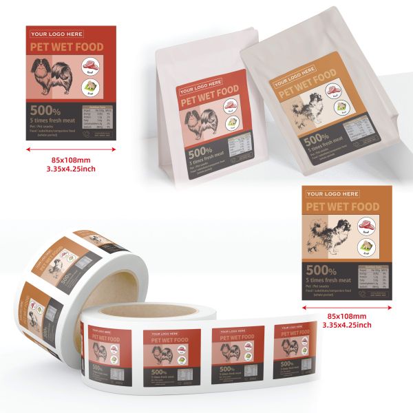 Quality High Quality Custom Printed Label Sticker Roll Waterproof Vinyl Holographic Pet Food Wet Label Design for Humid Environment for sale