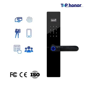 Quality Tuya App Front Door Smart Lock With Handle Fingerprint IC Card Password Access for sale
