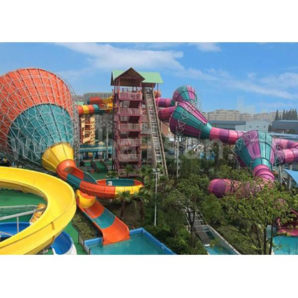 Quality Latest Funny Custom Water Slides Colorful Fiberglass For Aqua Park for sale